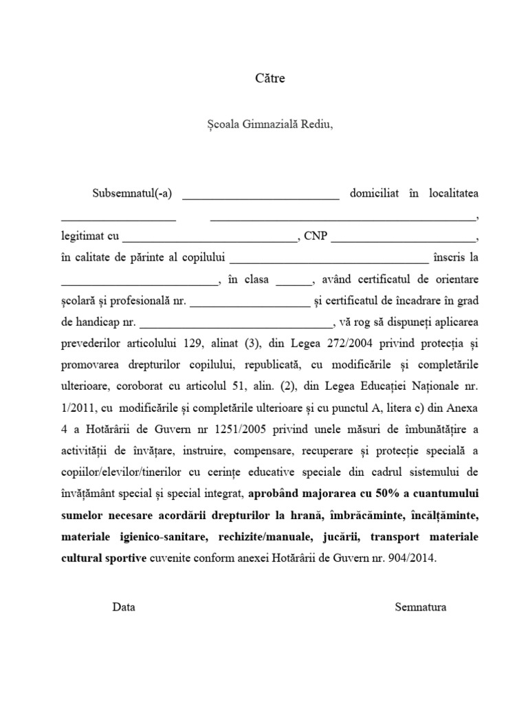 cerere-majorare-drepturi-CES-50 - Grad Handicap | PDF