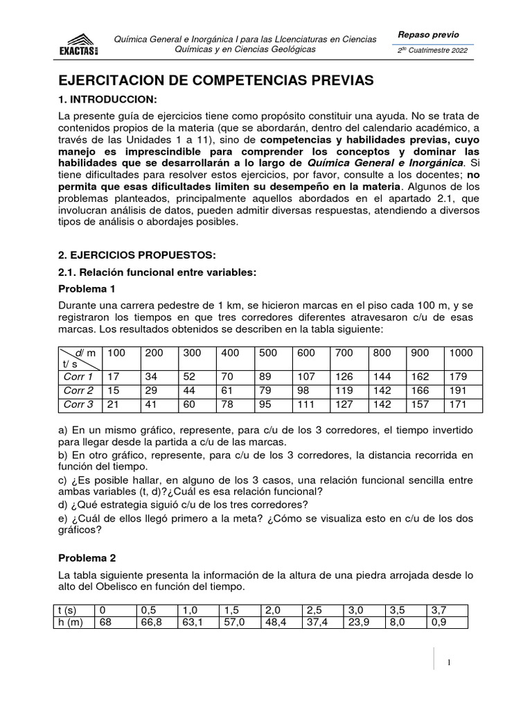 U0 - 2022-2C - Competencias Previas - Q-G - VF | PDF
