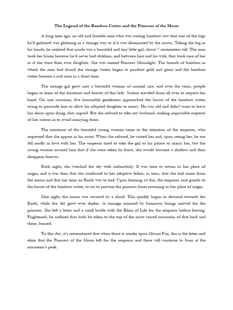 The Legend of The Bamboo Cutter and The Princess of The Moon | PDF