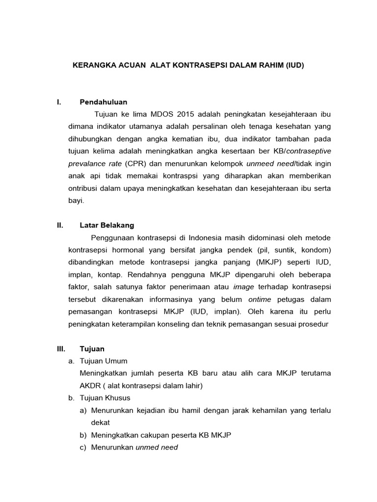 Kerangka Acuan KB Iud | PDF