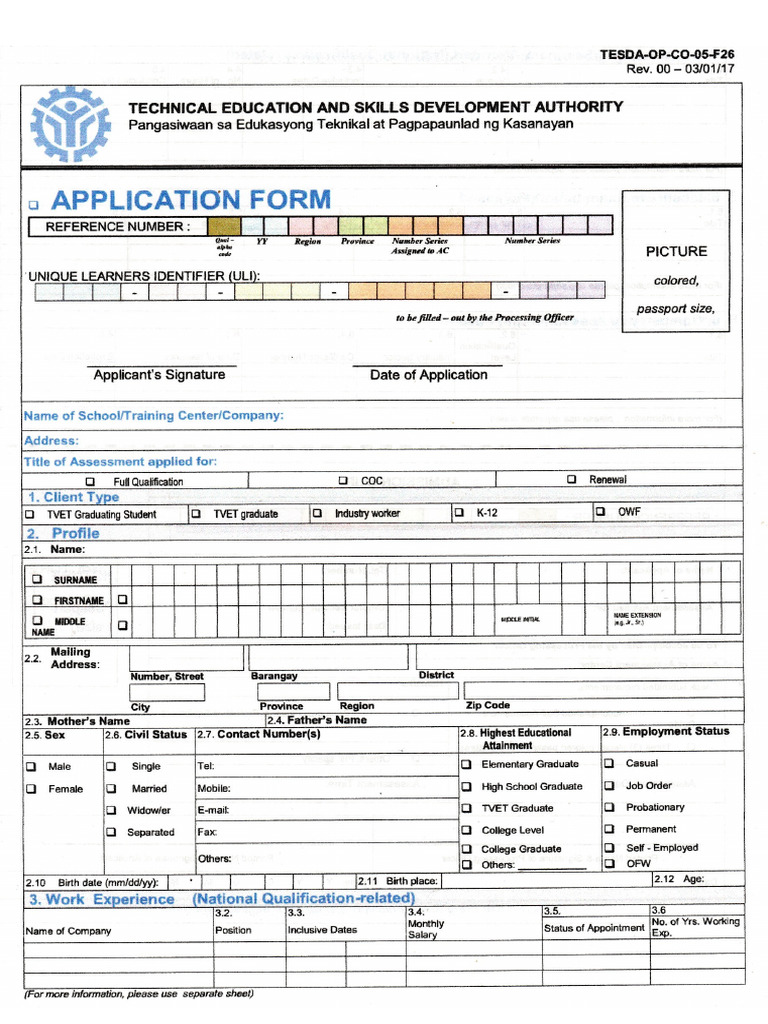Tesda Op Co 05 F26 | PDF Tesda Op Co 05 F26 | PDF