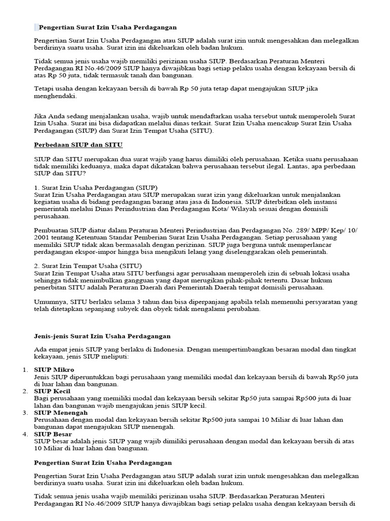 Surat Ijin Usaha | PDF | Bisnis