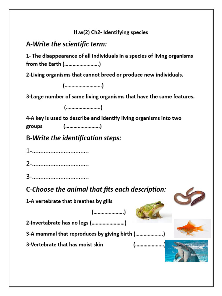 HW (2) CH 2-Identifying Species) | PDF