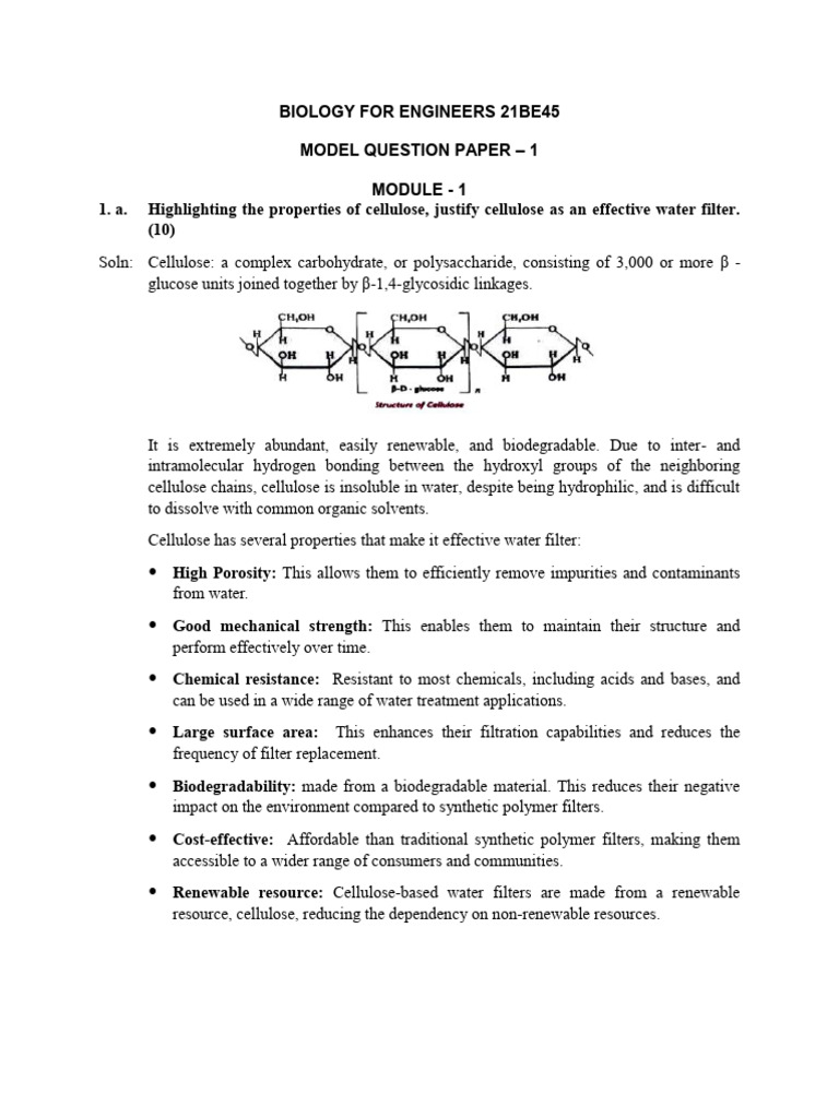 Biology For Engineers - Model Qp1 - Solutions | PDF ...