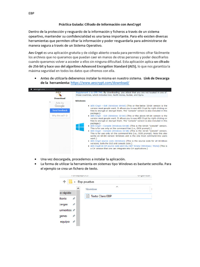 Práctica Guiada - Cifrado Con AES Encrypt | PDF Práctica Guiada - Cifrado Con AES Encrypt | PDF