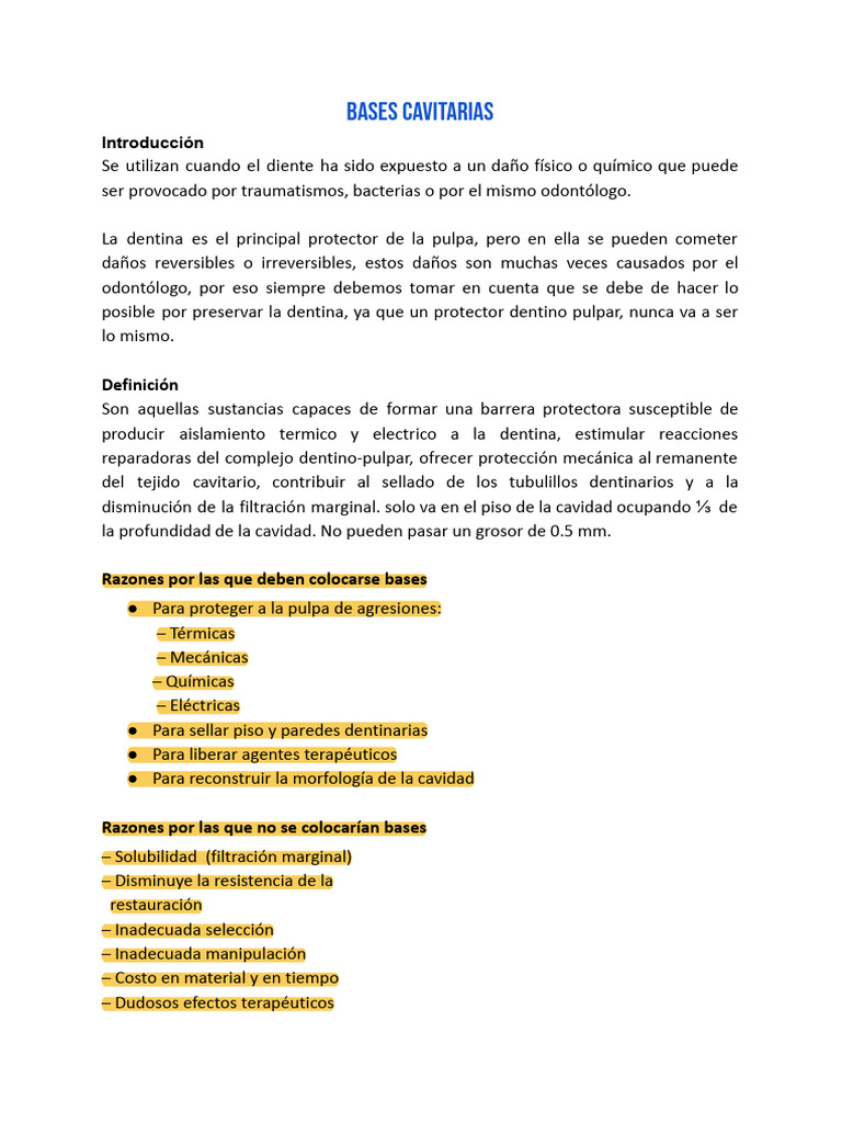 Bases Cavitarias - ) | PDF
