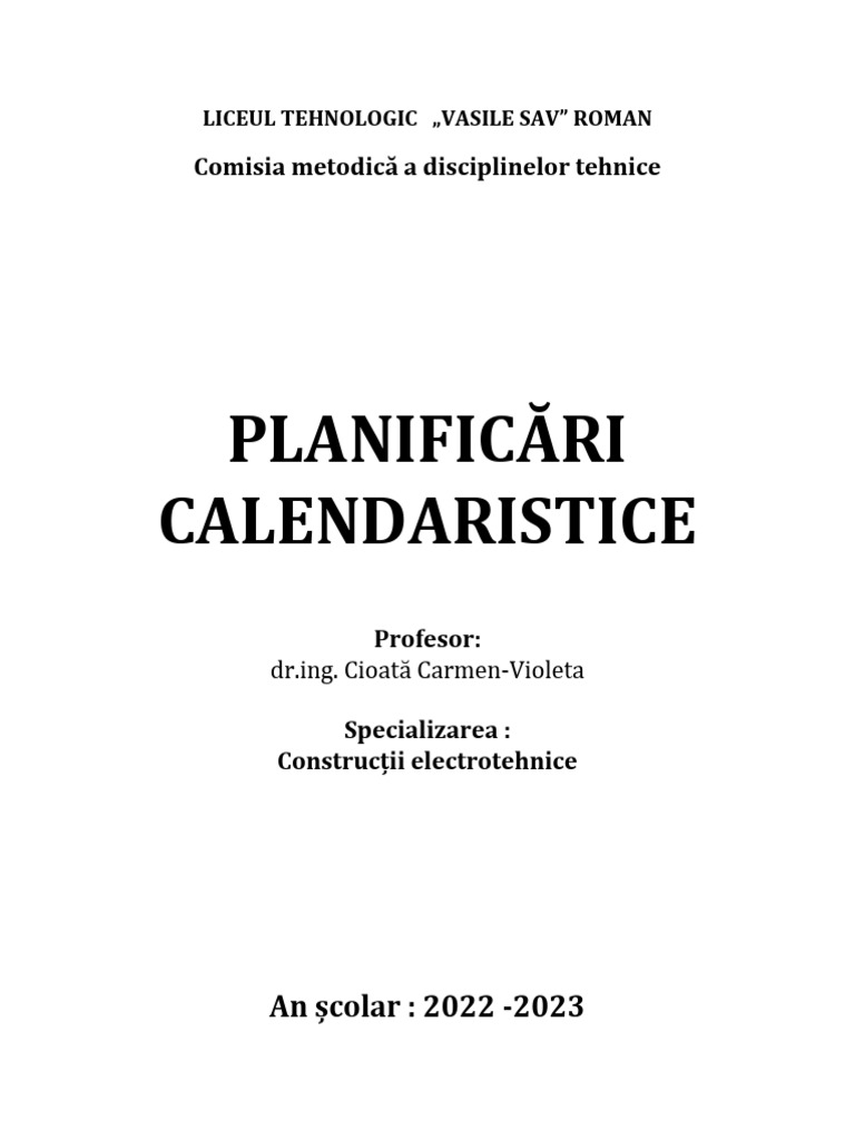 Coperta Planificari 2022 | PDF