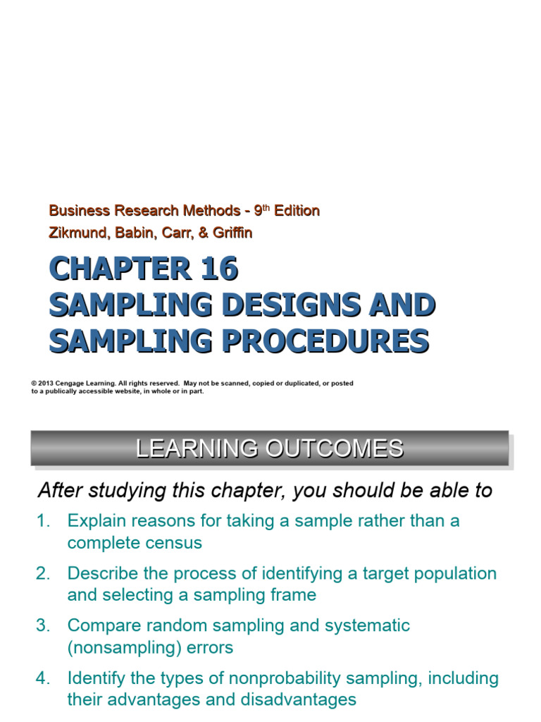 BRM - 9e - PPT - CH - 16 Student | PDF | Sampling (Statistics) | Stratified Sampling