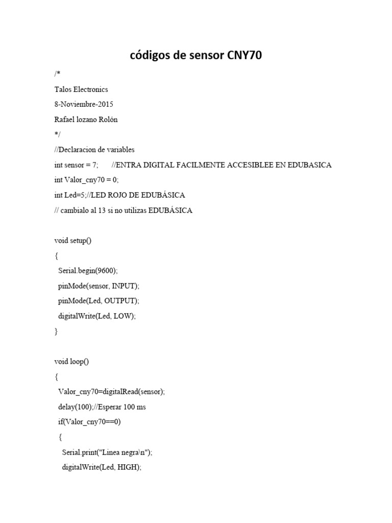 Códigos de Sensor CNY70 | PDF