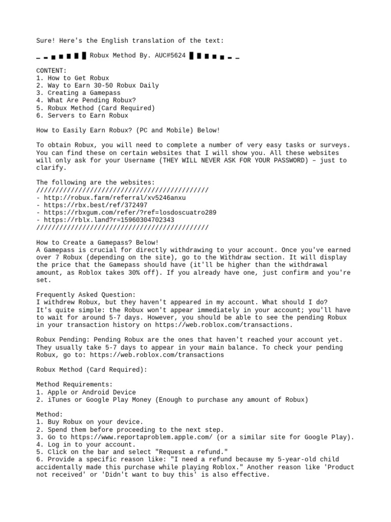 Roblox Method Translated 1 | PDF