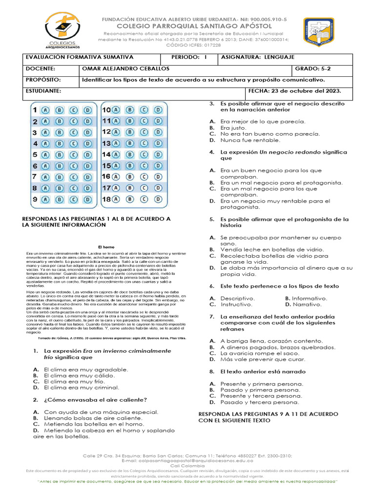 Efs Lenguaje Quinto Primer Periodo | PDF