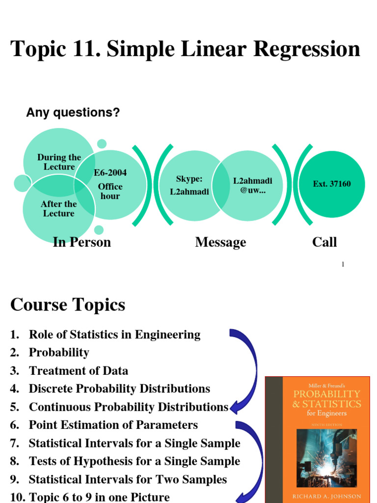 Topic 11. Simple Linear Regression | PDF