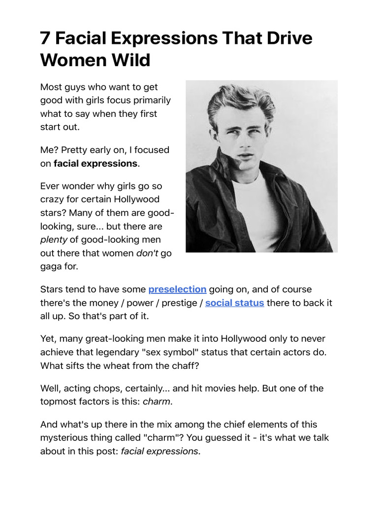 7 Facial Expressions That Drive Women Wild | PDF | Language Arts ...