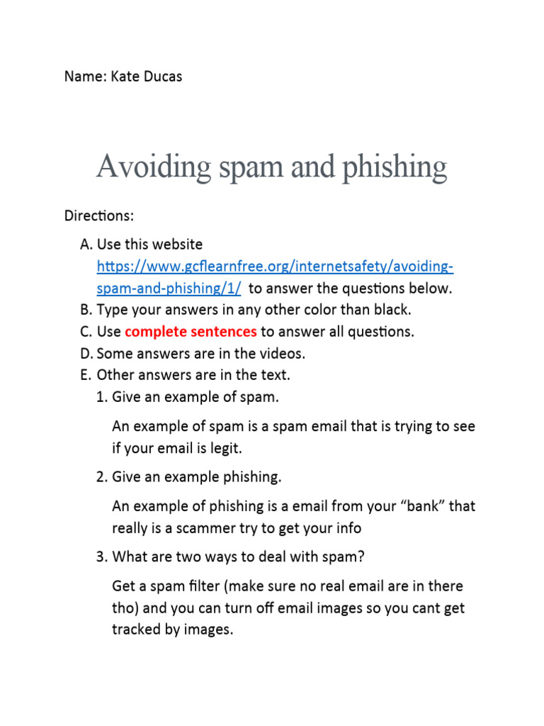 Avoiding Spam and Phishing | PDF