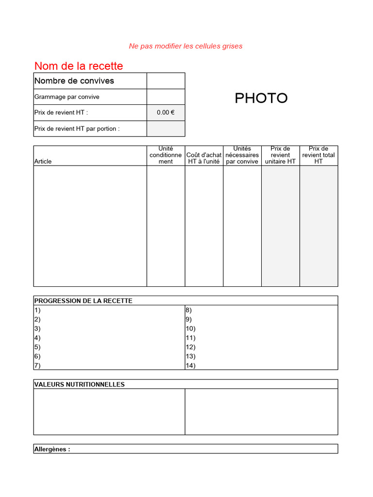 Modele Fiche Technique Restauration OptiMarche 2023 1 | PDF
