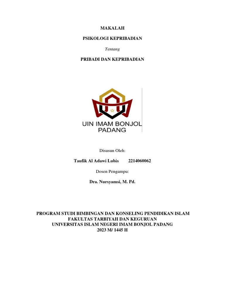 Psikologi Kepribadian Pdf