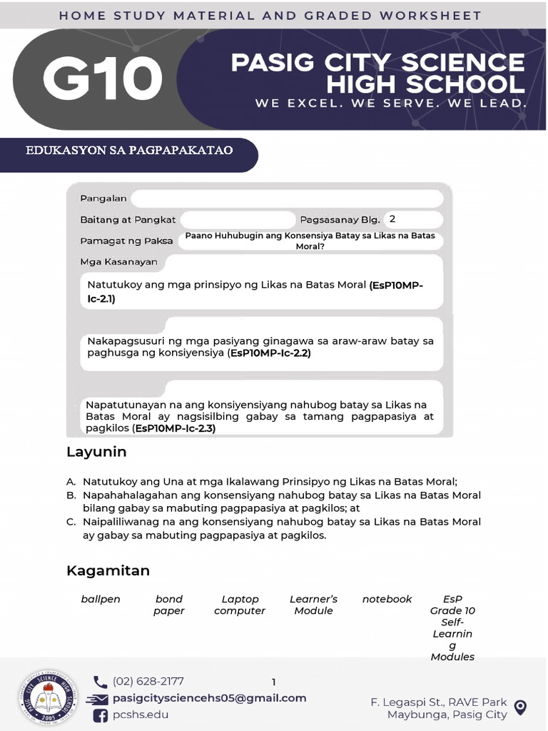 EsP-10 HSMGW Worksheet-2 Edited | PDF