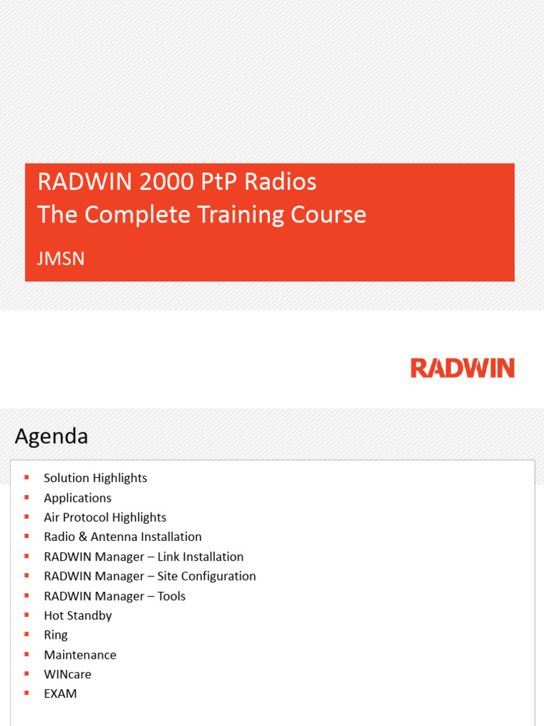 RADWIN 2000 PTP Training Course Release 2800 | PDF
