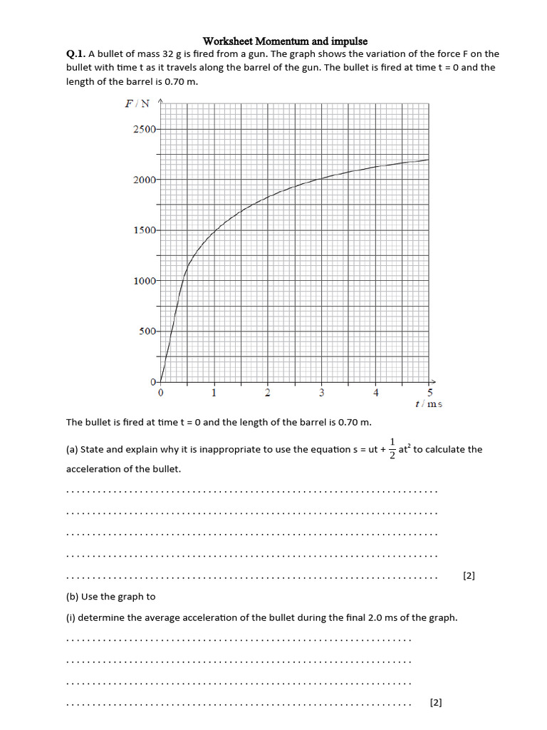 Momentum and Impulse Worksheet | PDF