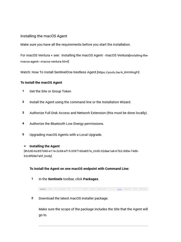 Installing The MacOS Agent | PDF