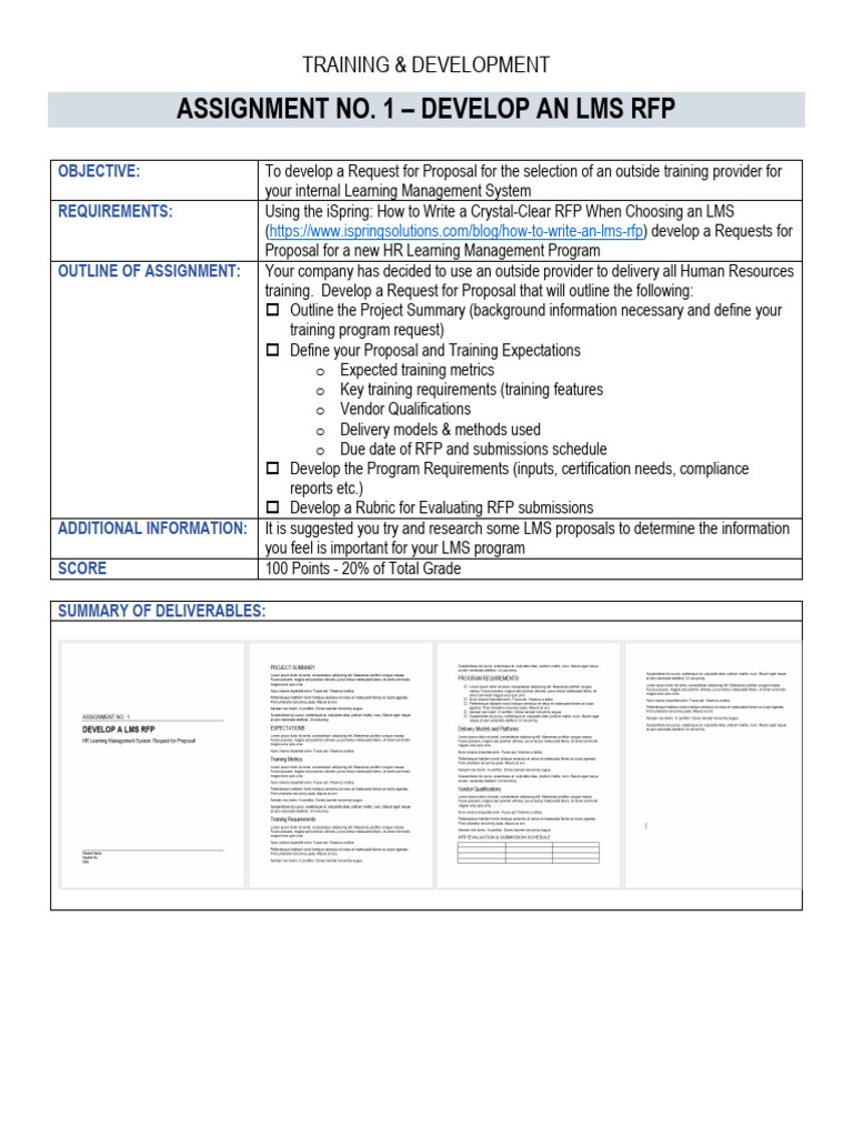 ASSIGNMENT NO. 1 - Develop An LMS RFP | PDF