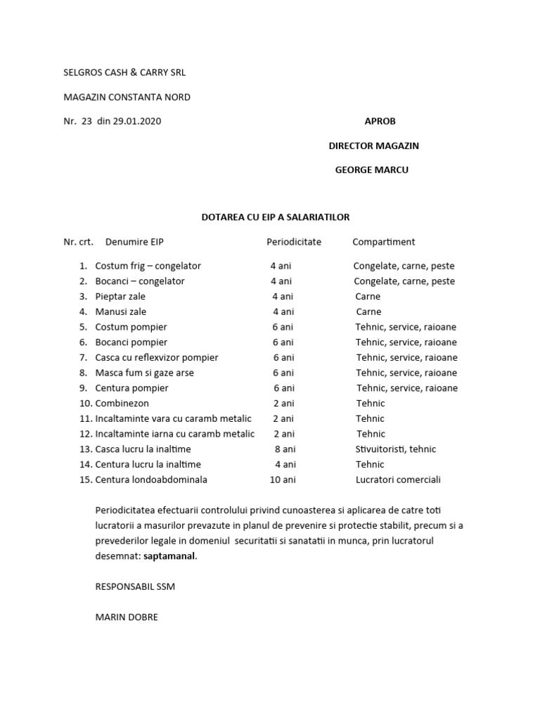 Lista EIP Salariati | PDF