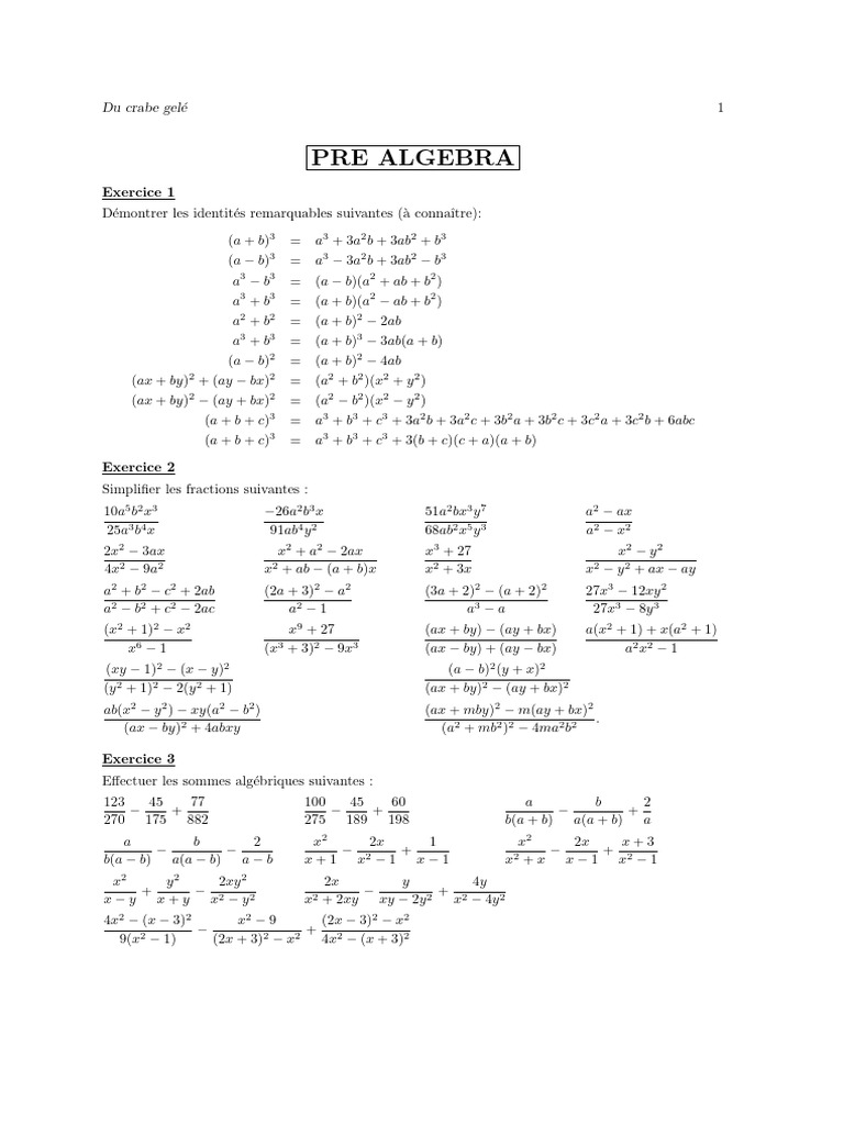 TD 01 - Pre Algebra | PDF