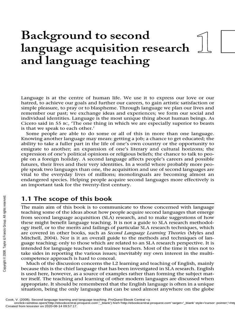 Second Language Learning and Language Teaching - (1 Background To ...