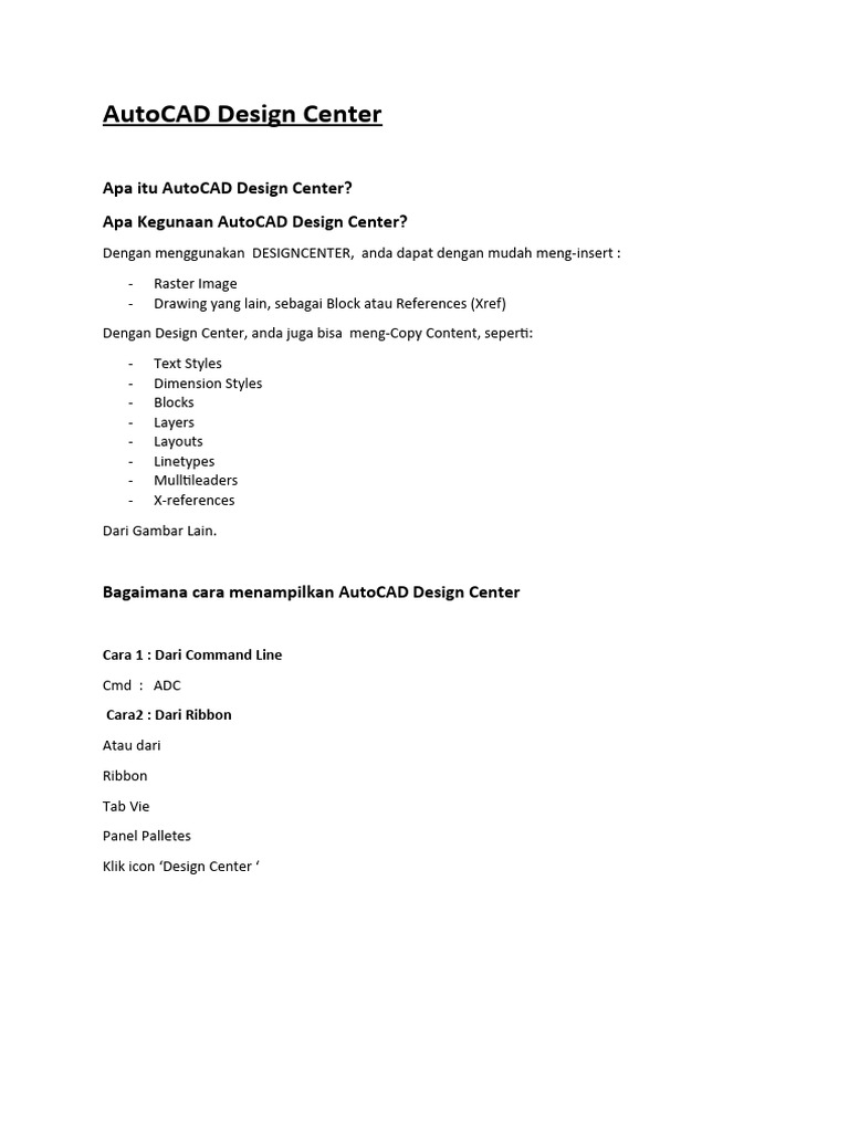 AutoCAD Design Center | PDF