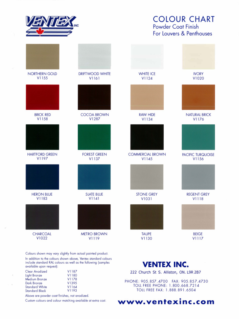 Ventex Colour Chart 2021 | PDF