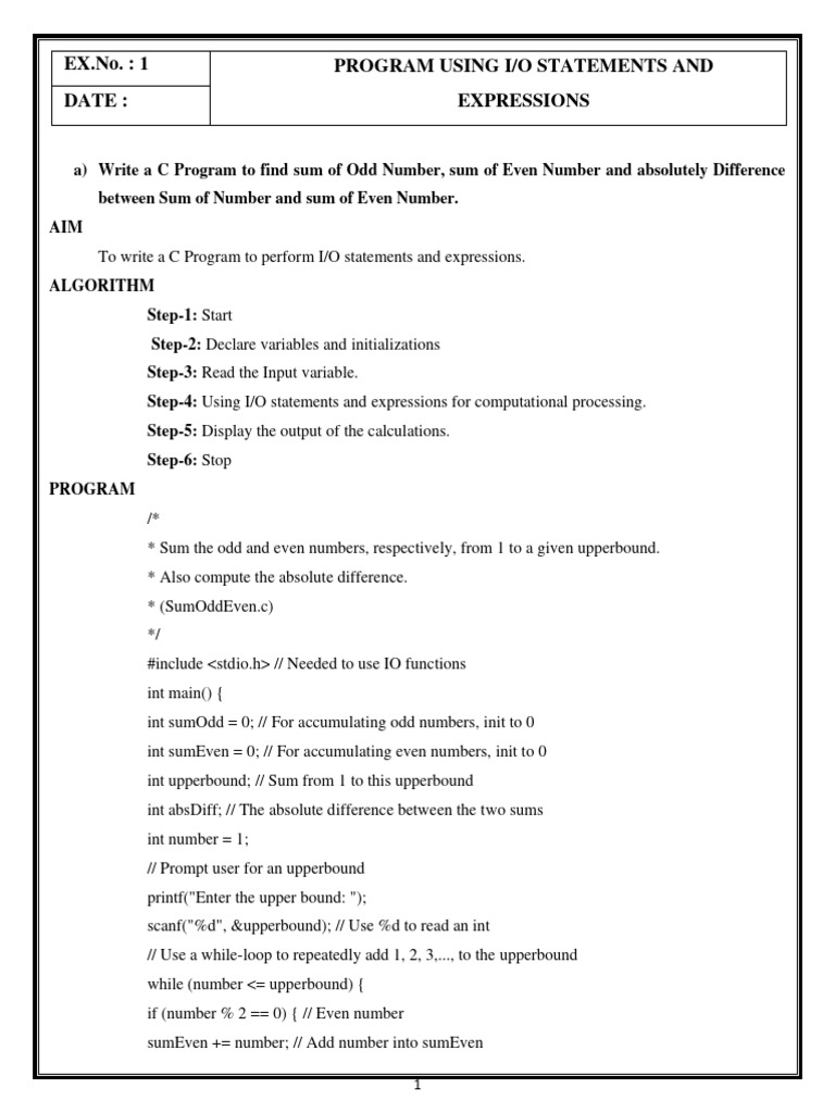 Cs3271 Programming In C Laboratory Manual 1 Pdf