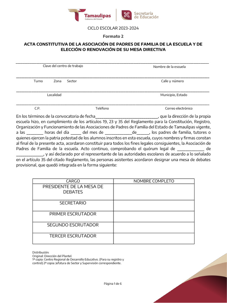 3 Formato Acta Constitutiva Apf - 2023 2024 | PDF