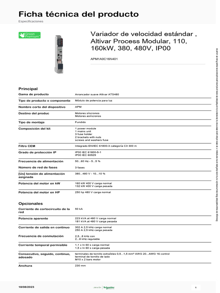 Altivar Process Modular - APM1A0C16N401 | PDF