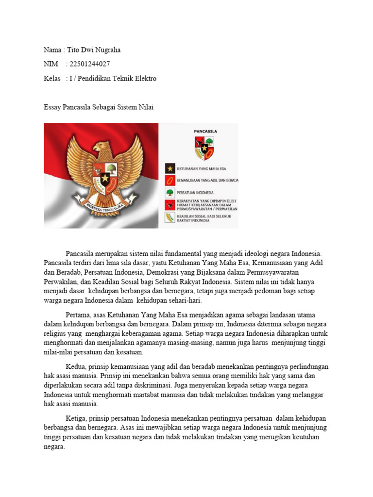 Tugas Essay Pancasila | PDF