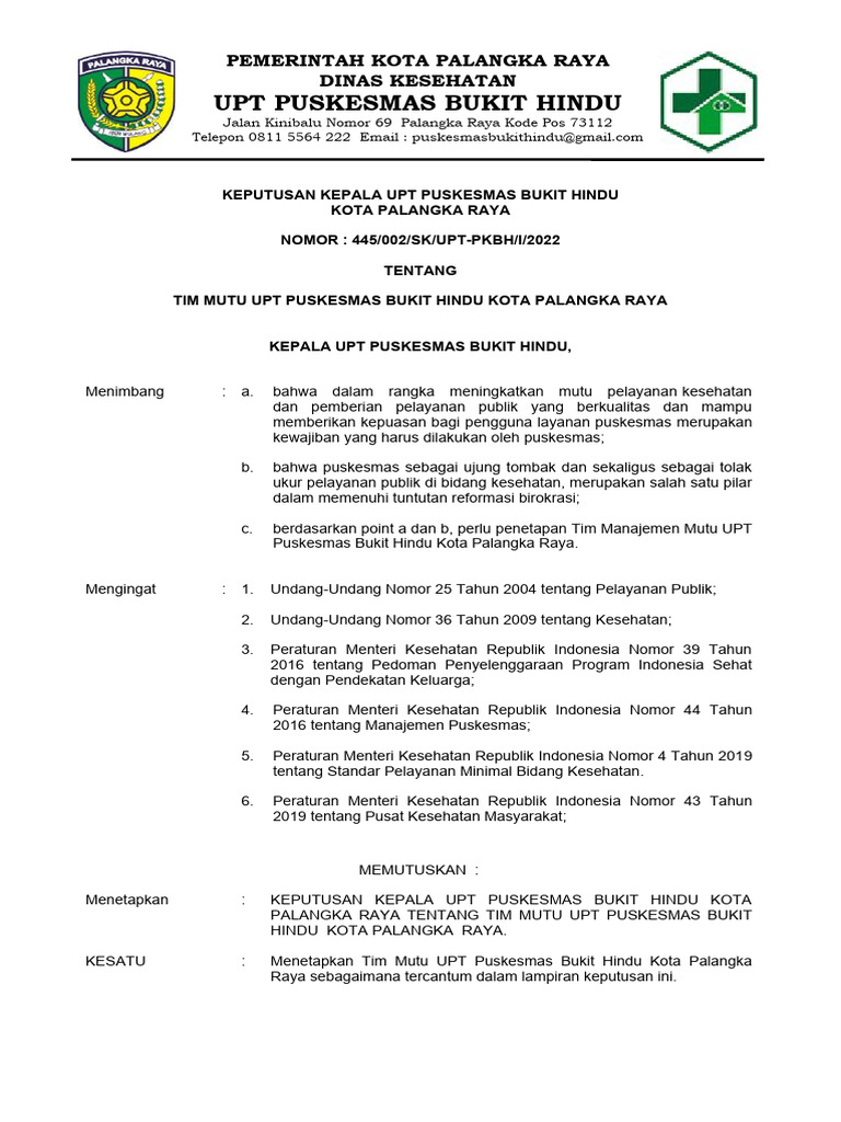 5.1.1.1 Contoh SK Tim Mutu | PDF