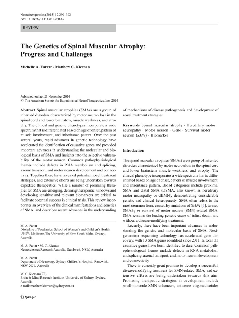 Genetics and Advances in Spinal Muscular Atrophy | PDF | Wellness