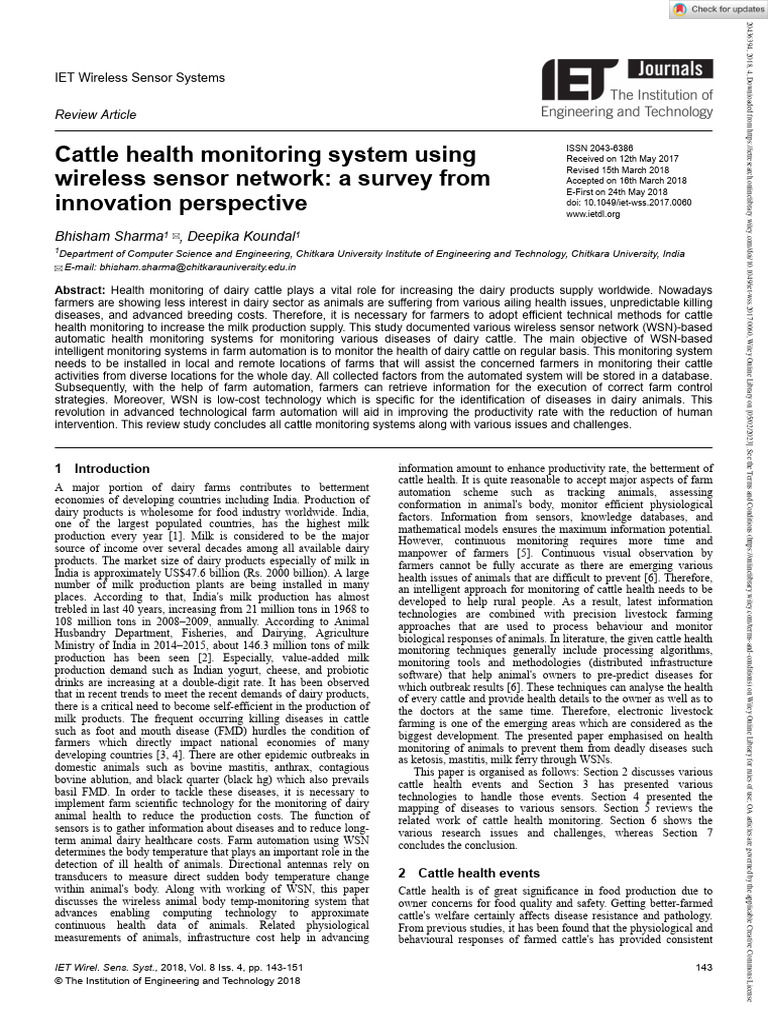 IET Wireless Sensor Systems - 2018 - Sharma - Cattle Health Monitoring ...