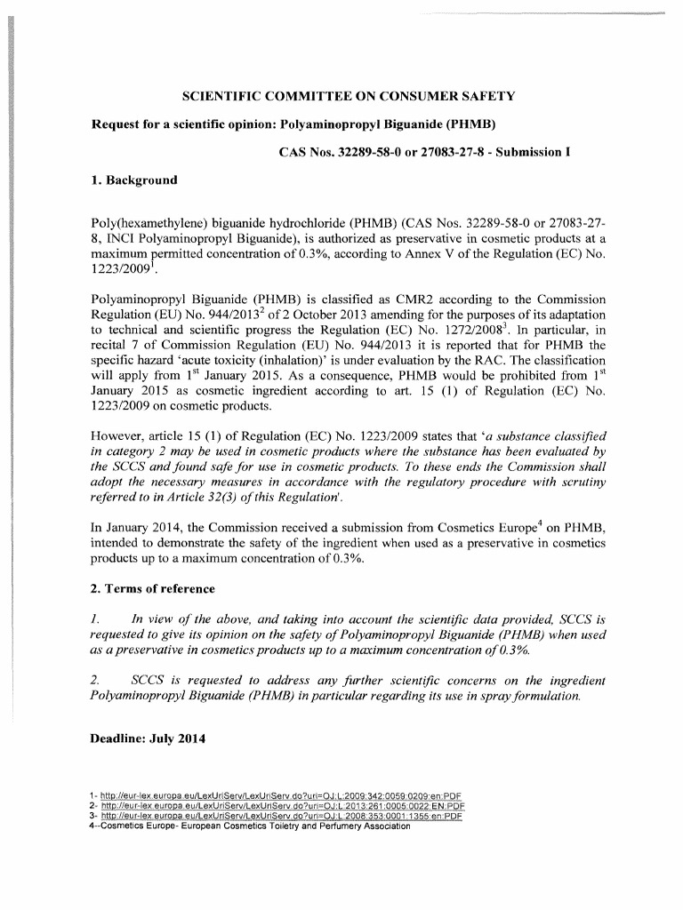 Sccs - Q - 095 Polyaminopropyl Biguanide | PDF | Science & Mathematics ...