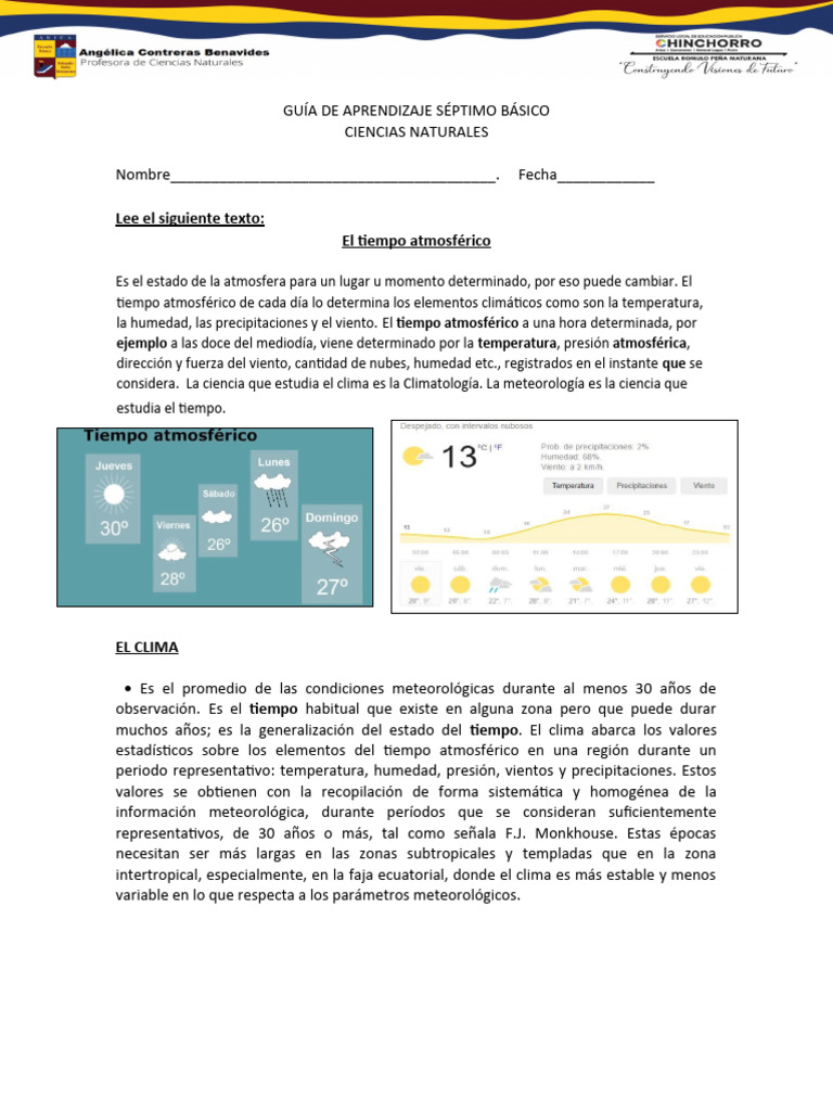 Guía Séptimo Clima | PDF