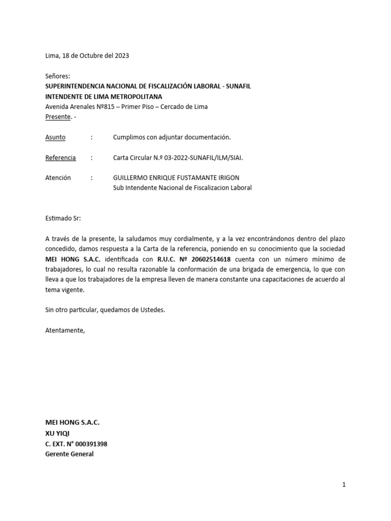 Respuesta Carta Circular | PDF