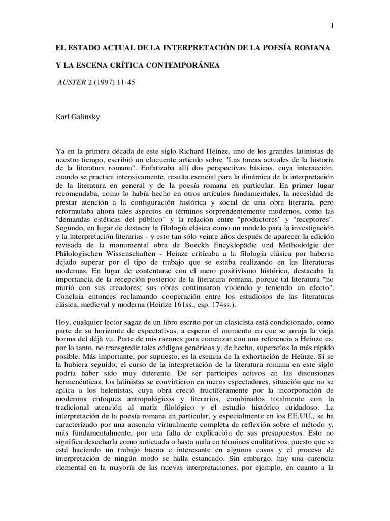 Galinsky, Karl - El Estado Actual de La Interpretación de La Poesía ...