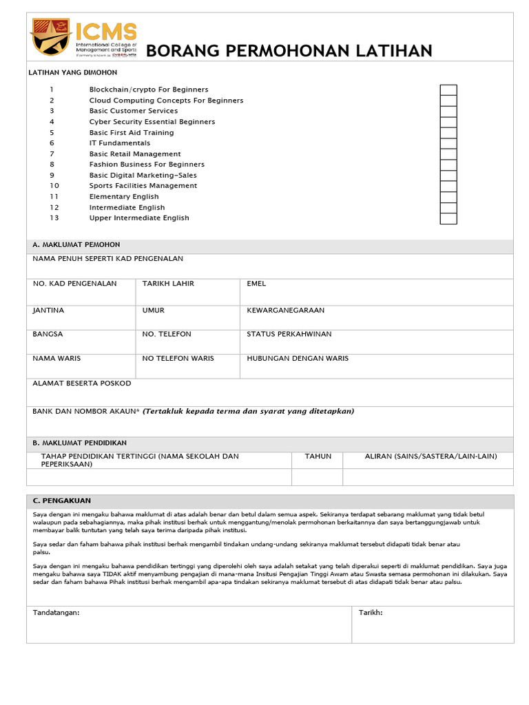 Lalamove Borang Permohonan Latihan - 20092023 | PDF
