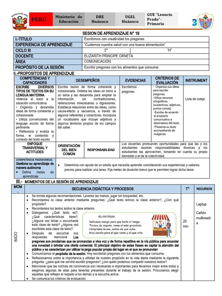 Sesión 19 - Escribimos Pregones | PDF