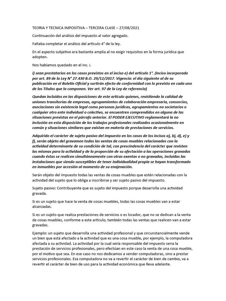 Teoria y Tecnica Impositiva 2 Clase 3 | PDF | Ciencias sociales