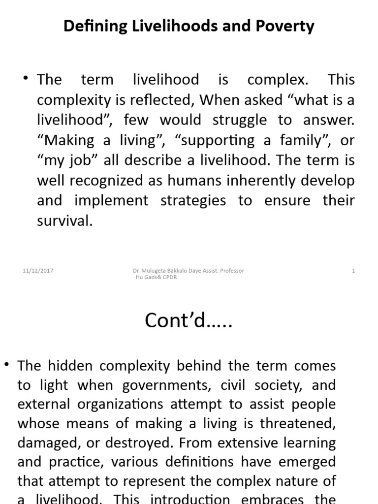 Defining Livelihoods and Poverty | PDF