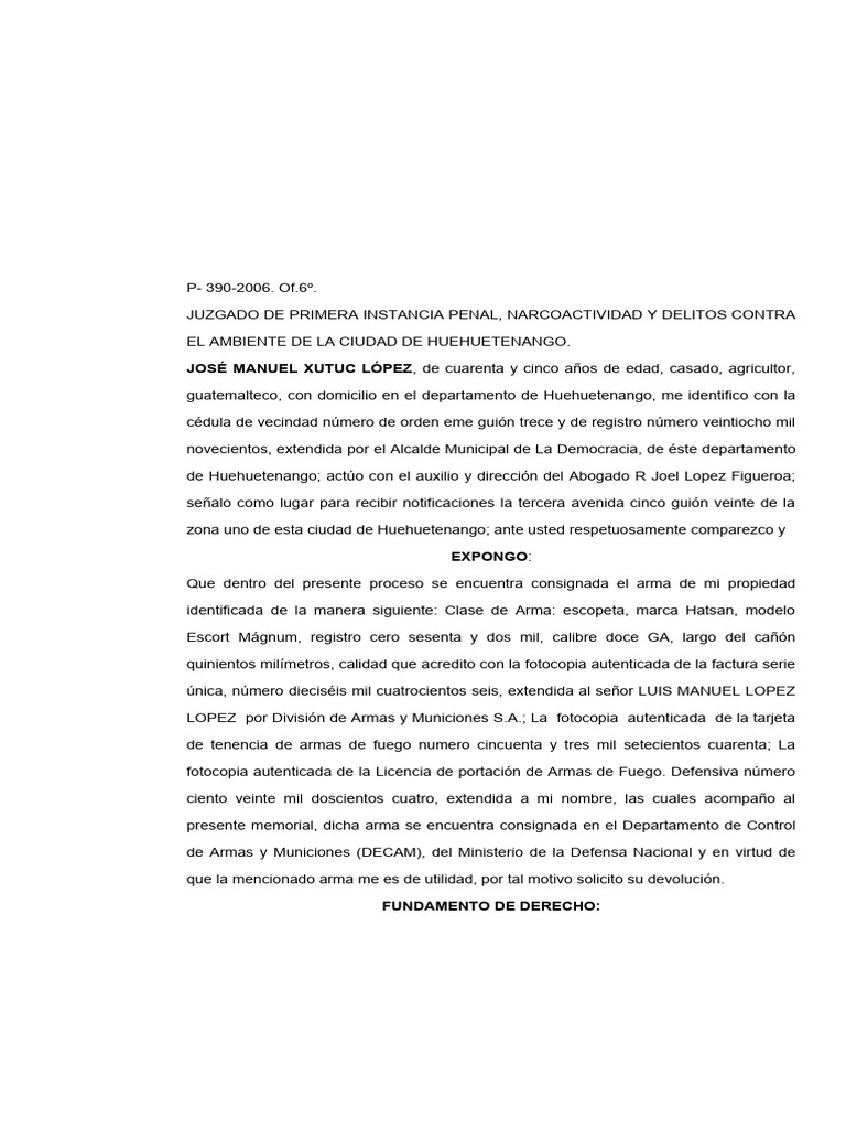 Devolucion de Arma | PDF Devolucion de Arma | PDF