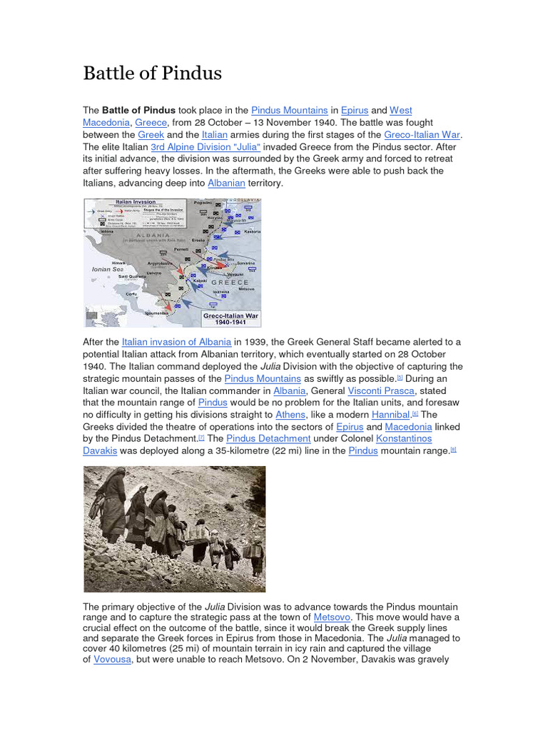 Greek Victory at the Battle of Pindus | PDF | Military | Military ...