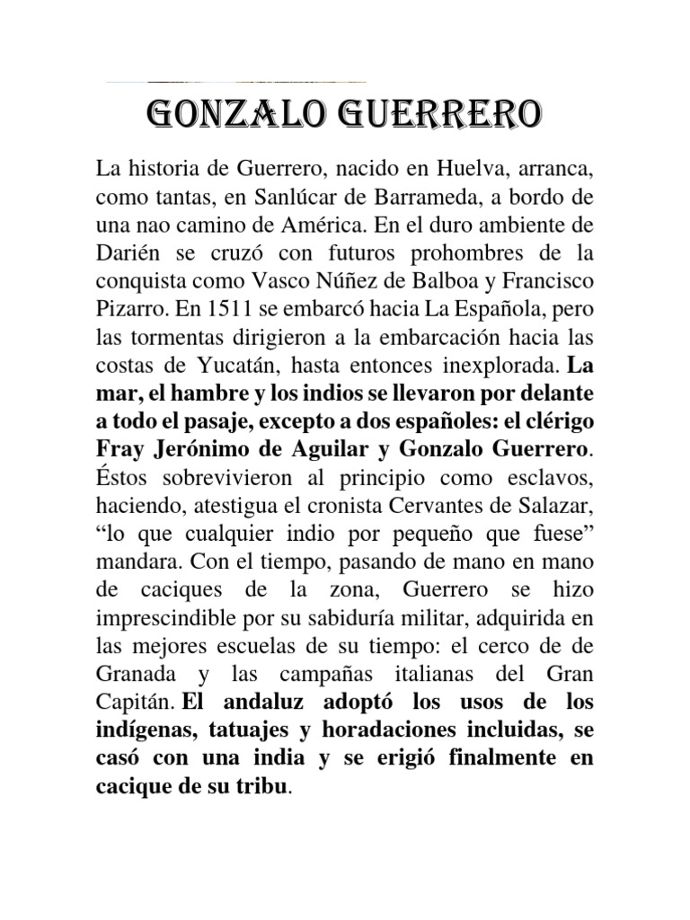 Gonzalo Guerrero La Historia de Guerrero | PDF
