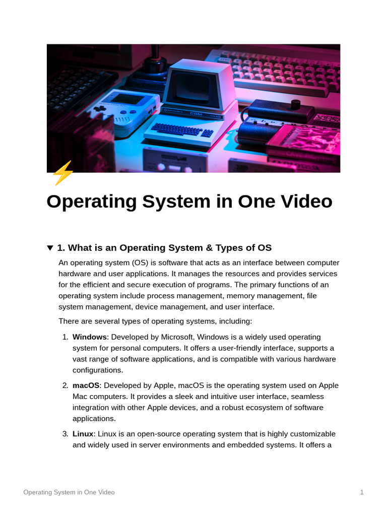 OS in One Video | PDF | Process (Computing) | Thread (Computing)