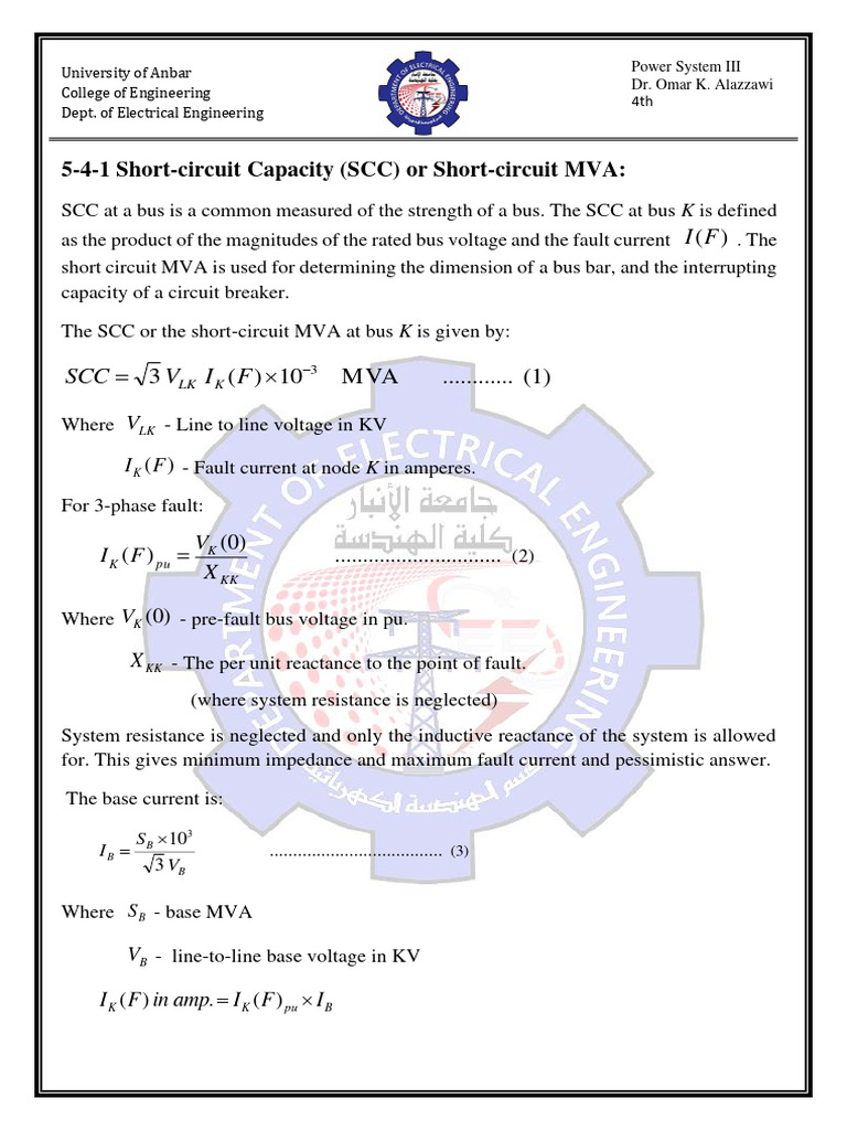 Short Circuit Capacity or Short Circuit Mva | PDF